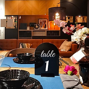 xinwant 15 Packs Arch Acrylic Table Signs with Stands, 6x4 Inch Blank Acrylic Signs and Holders for DIY Table Numbers, Black TableTop Signs for Wedding Reception & Event Party