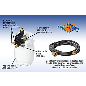 Flame King FK-DTMINI Mini 3-Port Distribution Tree for Camping, Connects 1-lb Appliances to a Standard Propane Tank, Perfect for Lanterns, Stoves, Heaters, and Grills, Black & Gold