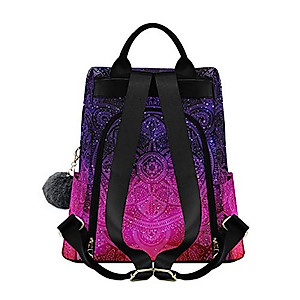 ALAZA Purple Mandala Galaxy Backpack Purse for Women Anti Theft Fashion Back Pack Shoulder Bag