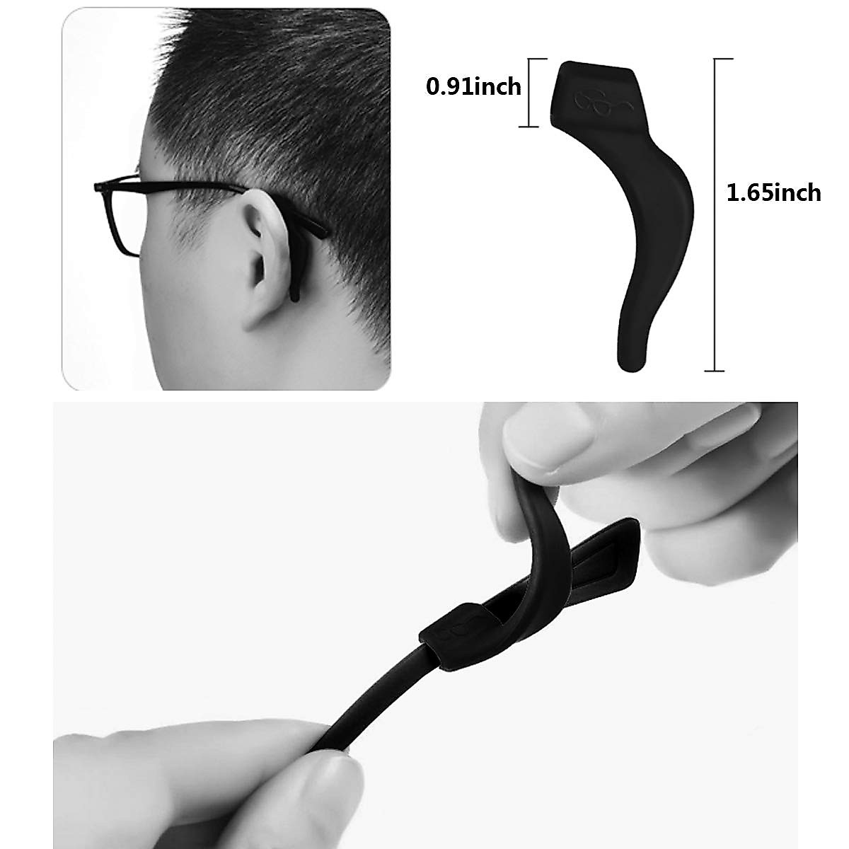 Anti-Slip Eyeglass Ear Grips Hook, 5 Pairs Eyeglasses Temple Tips Sleeve Retainer