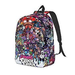 DHOUTSL Canvas Backpacks Friday Night Anime Funkin Laptop Backpack Unisex Multipurpose Double Shoulder Bag for Camping Travle Work Hiking Gifts