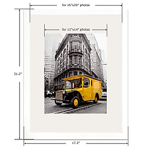 Art Emotion White 16x20 Picture Frame with 11x14 Mat (Handmade Finishing Seamless Surface)| Versatile Wood Frame for Photos, Posters, and Art | Modern Design for Home or Office Decor