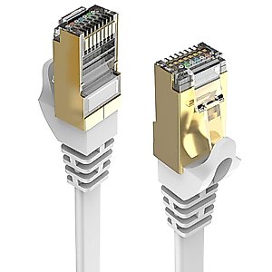 DEFACE Cat 8 Ethernet Cable 100 Ft White Flat 40Gbps High Speed Shielded RJ45 LAN Cable