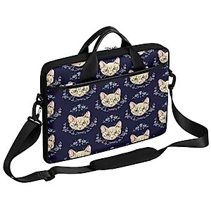 Floral Cats Laptop Computer Bag Waterproof Shoulder Messenger Bag 13-15 inch Durable Laptop Tote Bag with Shoulder Strap Handle Lightweight Crossbody Briefcase