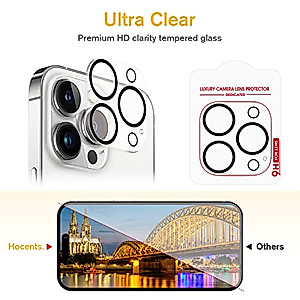 Hocents. [2+2 Pack] Tempered Glass Screen Protector Compatible with iPhone 14 Pro 6.1 inch with Camera Lens Protector [Auto-Alignment Tool] [EZ Kit] [Anti-Scratch] [Case Friendly] [HD Clear]