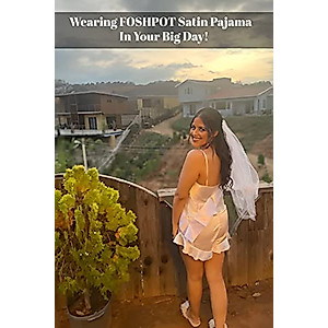 FOSHPOT Silk Pajamas for Women S-4XL Plus Size Satin Pajamas Women with Cami Top Ruffle Shorts Pjs Sets Bridal Gifts White