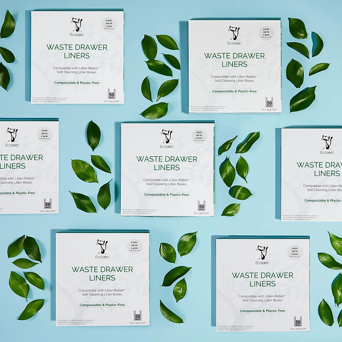 EcoLeo, Compatible with Litter-Robot 3, Plant-Derived and Plastic-free, Handle Waste Drawer Liner Bags, Thick, for Automatic Litter Box, Compatible with Leo's Loo