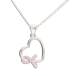 Sterling Silver Heart "Never Give up - You are Loved" Breast Cancer Survivor and Awareness Necklace