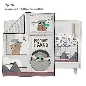 Lambs & Ivy Star Wars The Child Baby Yoda Nursery 3-Piece Baby Crib Bedding Set