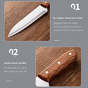 feng&feng 8-Inch Chef's Knife - Stainless Steel Blade, Wood Handle, Three Rivets - Sharp, Durable Kitchen Knife