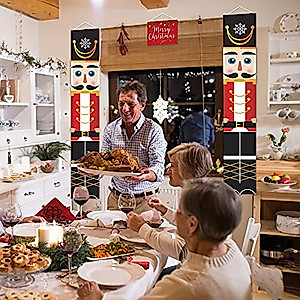 Merry Christmas Banner Decor Porch Sign, Christmas Decorations , Christmas Porch Banner Happy New Year Signs for Home Front Door Fireplace or Holiday Party Decor for Country Wall Hanging Outside (Christmas and New Year) (Christmas Doorman)