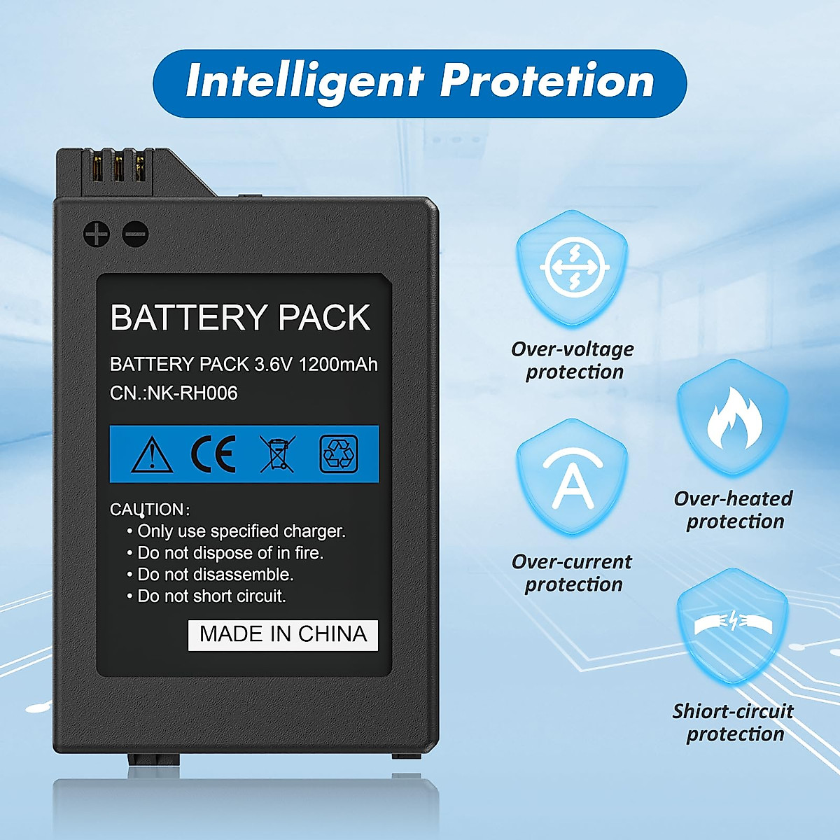 KEKUCULL 2Pcs Rechargeable Battery Real Capacity 1200mAh Lithium Ion Battery Pack Replacement for PSP-2000, PSP-2001, PSP-3000, PSP-3001, PSP-3002, PSP-3004, PSP Lite, and PSP Slim Console