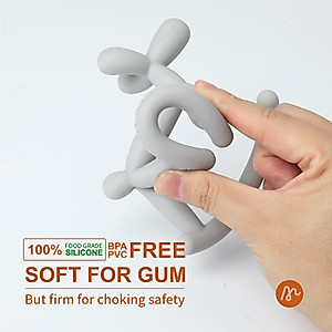 Miraloop Teething Toy for Baby 0-6, 12, 18 Months Infant, Jellydog Never Drop Food Grade Silicone Rocking Teether, Prevent Choking & Odorless, Less Dust and Hair Adhesion, Baby Gift, Mint Green