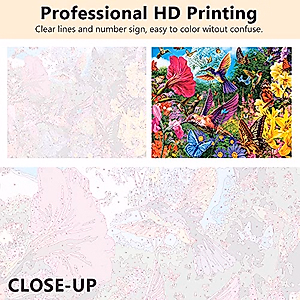 Paint by Number Birds, Natural Scenery Adults Painting by Numbers, Butterfly and Flowers DIY Paint by Number Kit for Adults Kids Students Beginner, Oil Painting Arts Wall Decoration 16X20 Inch