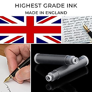 Scriveiner Fountain Pen Ink Cartridges - Black - 20 Standard International Ink Cartridges, Made in UK, The Best Cartridge for Your Scriveiner Pen, Refill Size Fits A Wide Range of Fountain Pens