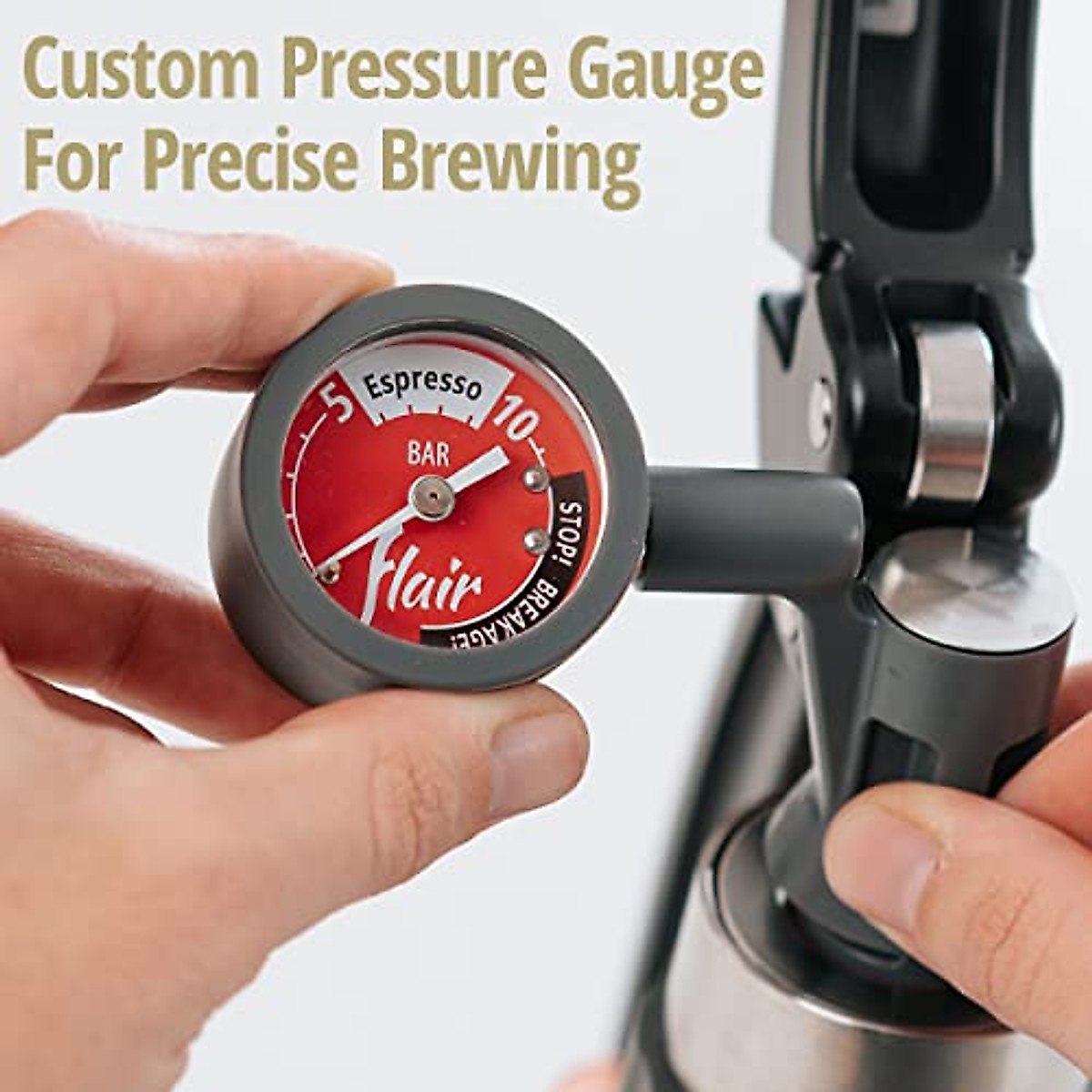 Flair Espresso Maker - Classic with Pressure Kit: All Manual Lever Espresso Machine for The Home with Stainless Steel Tamper, Pressure Gauge and Portable Carrying Case, Black and Red