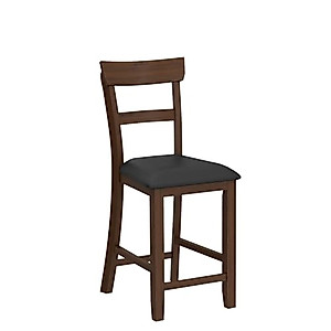COSTWAY Barstools Set of 4, 25.5-Inch Counter Height Chair with Backrest, Foam-padded Cushion, Rubber Wood Legs, Wooden Vintage Dining Chair for Bistro, Living Room, Kitchen, Brown and Black