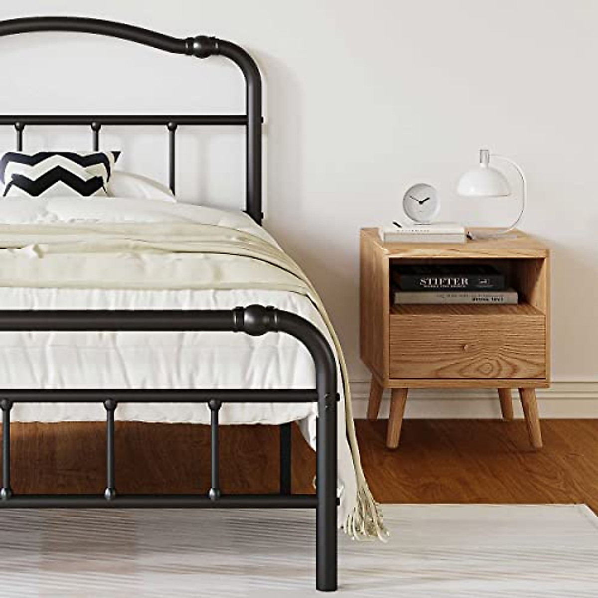 FDLOGW Twin XL Size Bed Frame with Headboard and Footboard, 14 Inch High, No Box Spring Needed Heavy Duty Metal Platform Bedframe, Noise Free