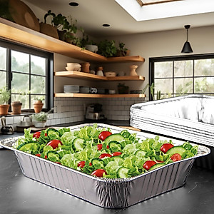COMFICOVE Aluminum Pans Disposable (20 Pack), 21x13 Pans for, Prepping, Roasting, Food, Storing, Heating, Cooking, Chafers, Catering, BBQ Grilling, Sturdy Baking Pan Trays