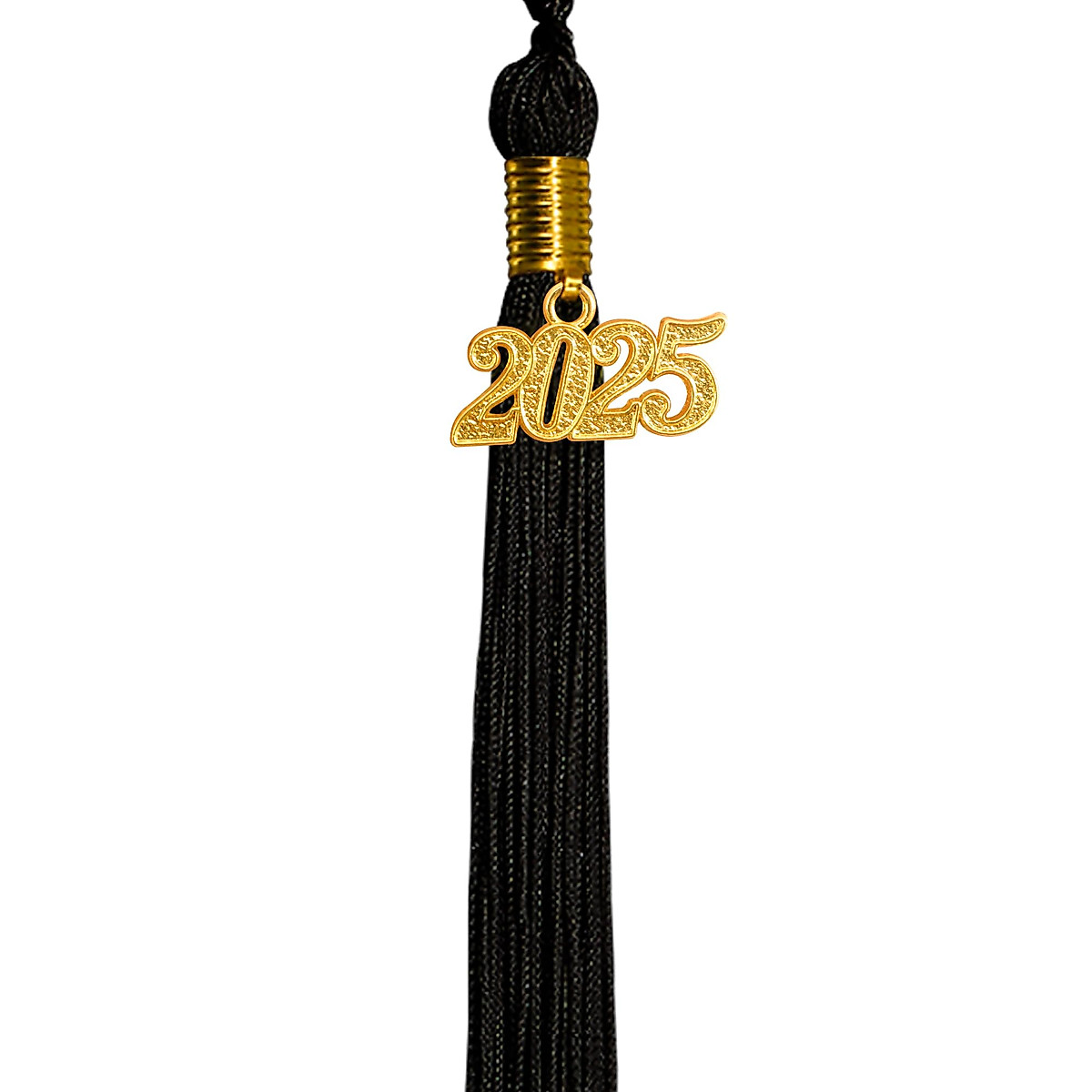 GraduationMall Single Color Graduation Tassel with 2025 Year Charm 9" Black