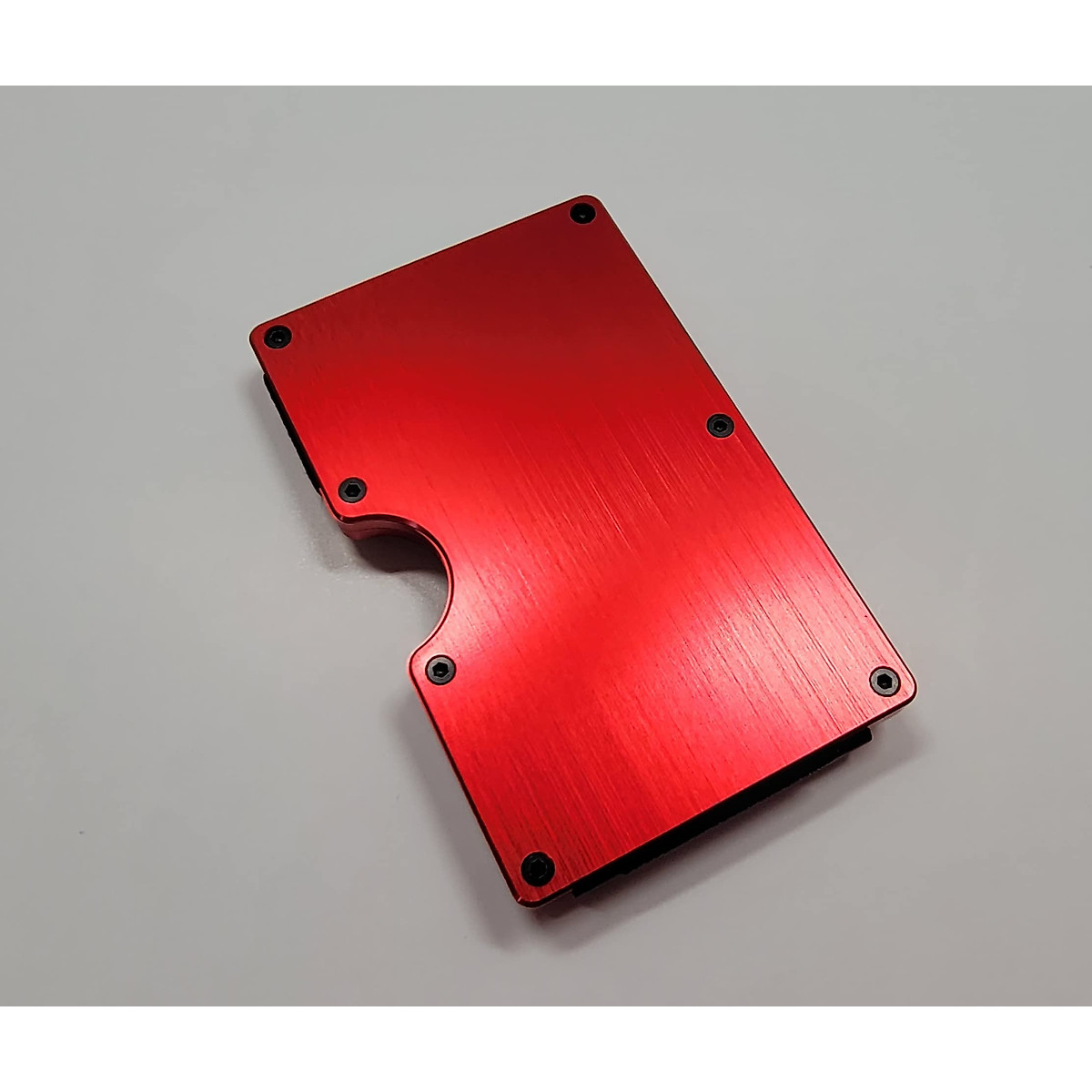 Brushed Aluminum Minimalist Slim Wallet with RFID Blocking and Money Clip for Men and Women. Great Gift for Dad Husband Wife Brother for Birthdays and Christmas. (Crimson)