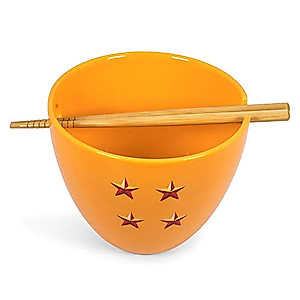 Dragon Ball Z 4-Star Ball Ceramic Noodle Bowl & Chopsticks Set | Official Goku Themed Dragon Ball Z Collectible Bowl | 16 Ounce Dish