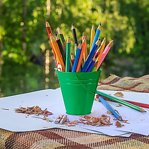 12 Pack Halloween Galvanized Buckets, Metal Bucket with Handle, 5 Inch, Tin, Mini Round Flower Pot Plant Basket, Kids Party Supplies for Christmas Halloween Candy Bars Vase Crafts Favors(Green)