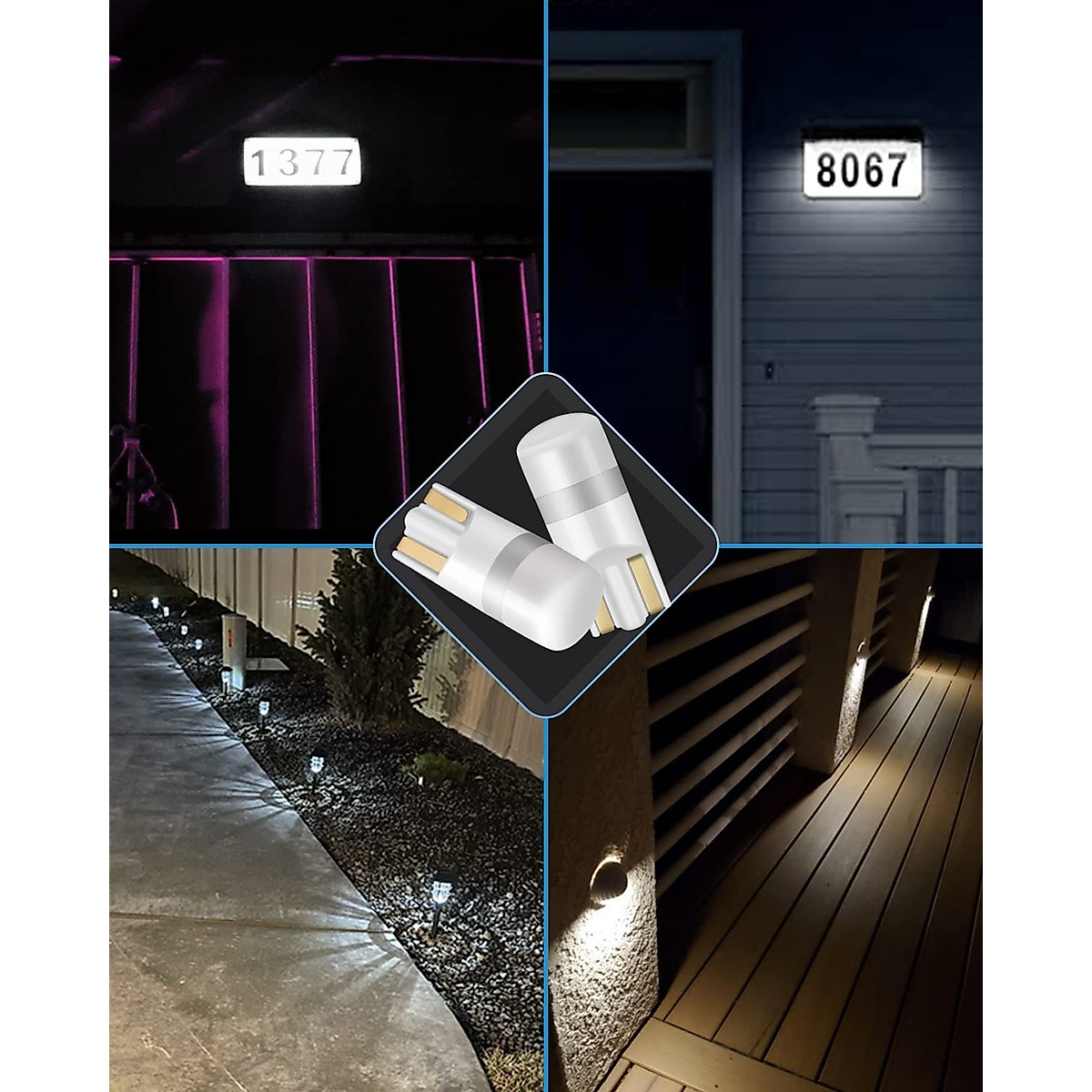 Keiurot House Number Light Bulb 194 193 Bulb Address Sign LED Replacement Address Light Bulb Kit,Landscape RV and Cabinet Lighting White,10-30Volt AC/DC 4Pack