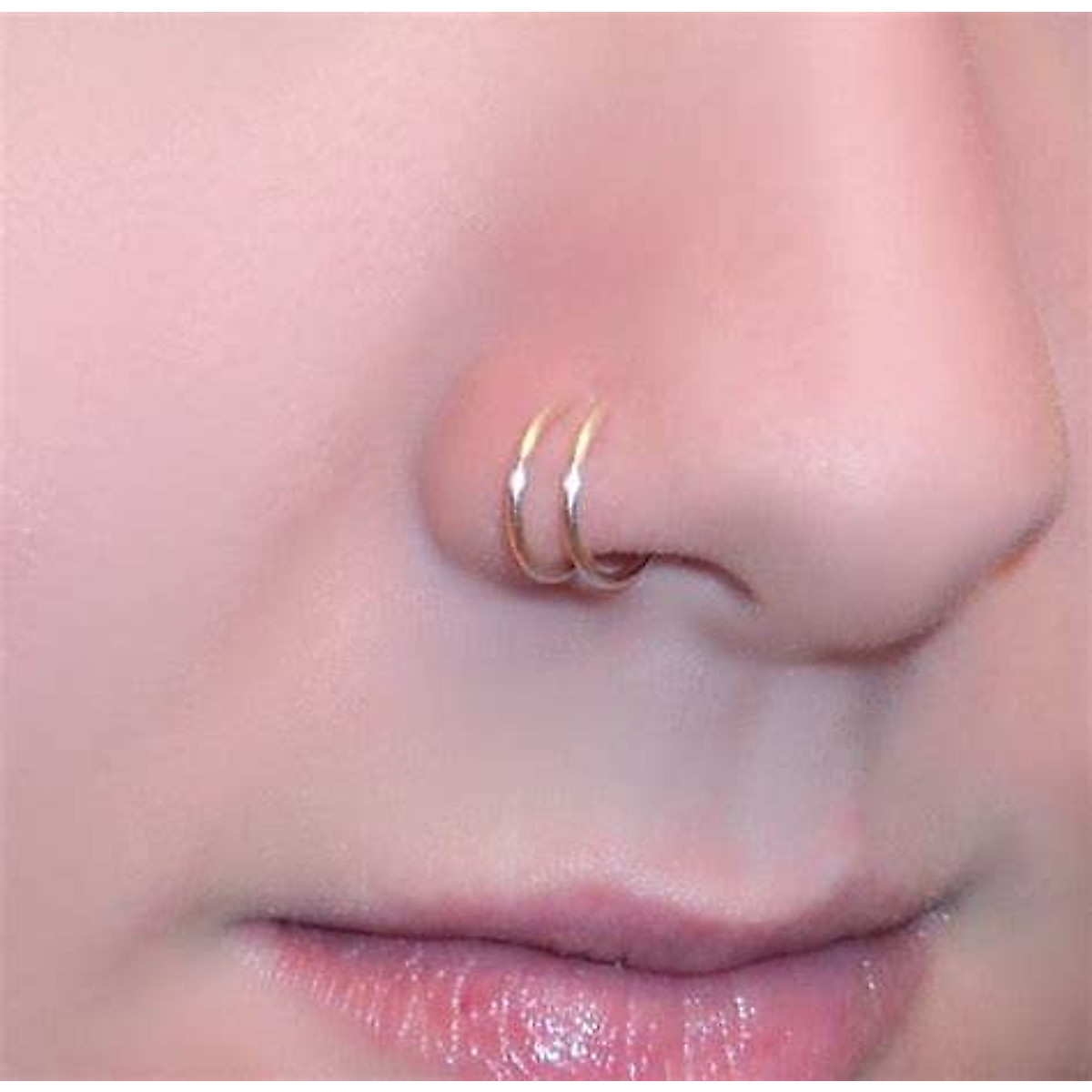 Briana Williams Ring Hoop Fake Nose Rings for Women Double Fake Nose Ring Faux Non-Pierced Clip On Nose Lip Ear Hoop Rings Non Piercing Body Jewelry