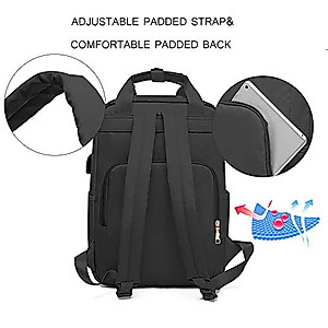 Travel Backpack for Women Men, Laptop Backpack Large Capacity Backpack for School with USB Charging Port, Work Laptop Bag Water Resistant, Waterproof Backpack Anti Theft-Black