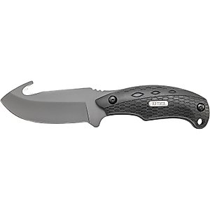 Old Timer 2143OT Gut Hook Copperhead 8.1in S.S. Full Tang Fixed Blade Knife with 3.7in Drop Point and Rubber Handle for Outdoor, Hunting and Camping
