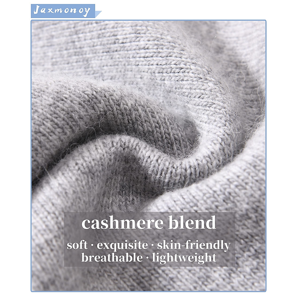 jaxmonoy Wool Cashmere Slouchy Knit Beanies Winter Hats for Women Men Soft Warm Double Layer Reversible Slouch Cuffed Skull Beanie Cap - Light Grey