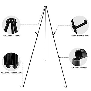 Easel Stand for Display,RRFTOK 63'' Instant Easel, Foldable Portable Ground Easel for Wedding Banner and Poster Display Stand, Tabletop Easel Display Metal Tripod with Portable Bag.