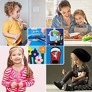 Washable Montessori Toddlers Busy Board 3D Baby Story Cloth Book Early Learning Education Habits Knowledge Develop Travel Toys for Boys and Girls Sensory Story Book