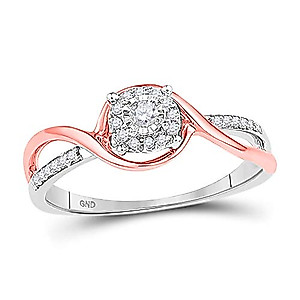 10kt Two-tone Gold Womens Round Diamond Solitaire Promise Ring 1/8 Cttw