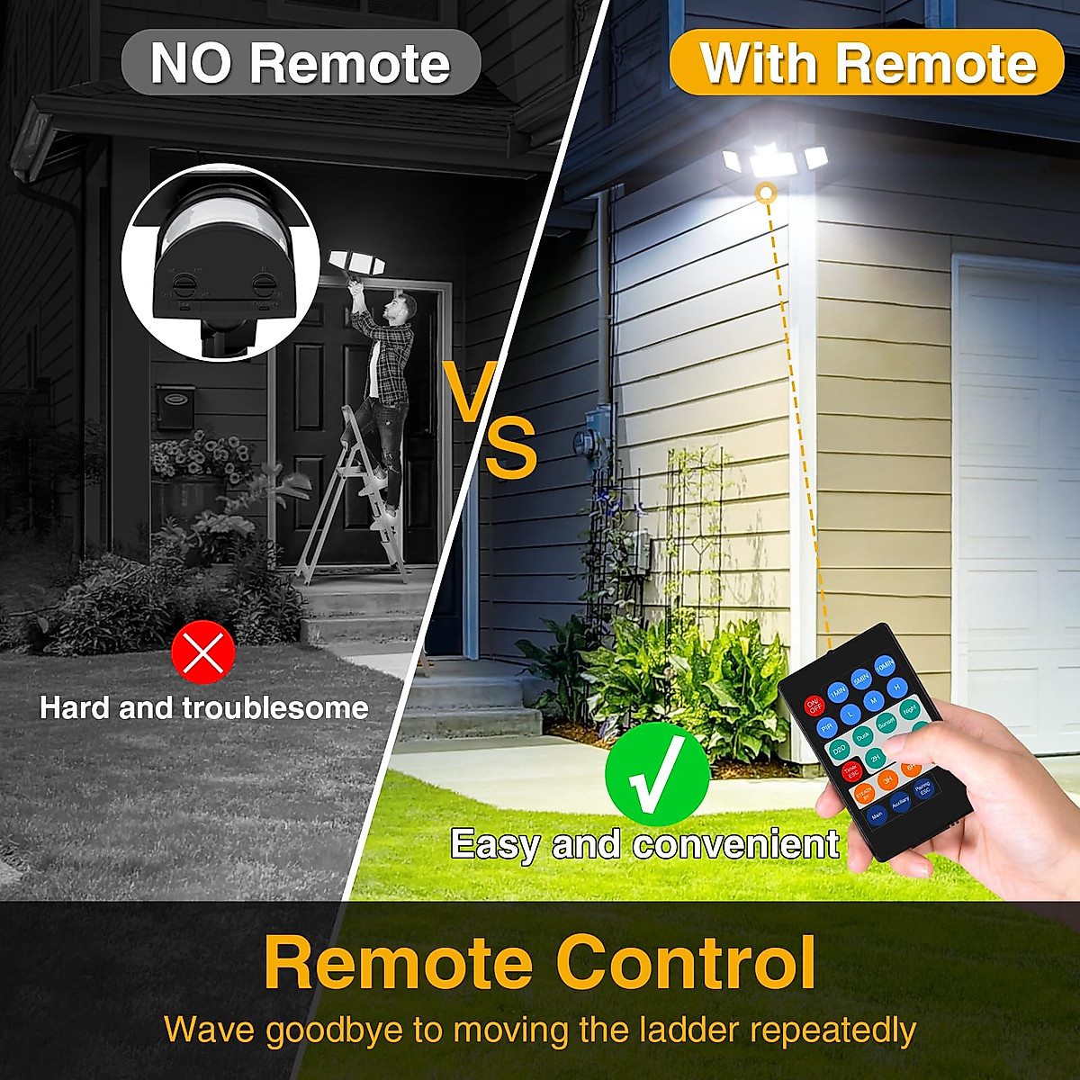 Onforu 55W LED Security Lights Motion Sensor Light Outdoor with Remote Control, Dusk to Dawn Security Lights, 3 Modes, 5500LM, 6500K, IP65 Waterproof Flood Light Motion Detector Hardwired Wall Light