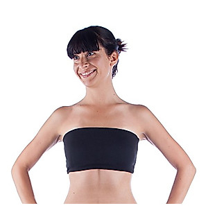 Black Strapless Yoga Sports Bra Bandeau Black L