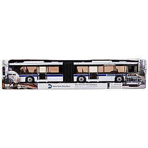Daron RT8563 New York City MTA Metro Articulated Electric Bus 1:43 Scale- 16 Inches long White/Blue/Black