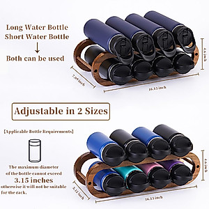 Navtcow Wine Rack and Water Bottle Organizer 2 in 1 for Cabinet and Countertop - Adjustable in 2 Sizes (Acacia Wood 2 Tier)