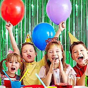 Sdfsdf 9 Pack 3.3 x 8.2 ft Foil Curtains Fringe Curtains Tinsel Backdrop Metallic Shimmer Curtains Photo Booth Props for Birthday Wedding Party Christmas Decorations (Green)