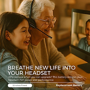 Replacement Battery for Plantronics CS540 C054 Wireless Headset Headphones Repair for 86180-01, PL-86180-01 & 84479-01, Rechargeable Li-Polymer Battery, LI-POL, 140mA