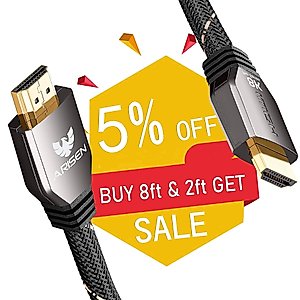 ARISEN 8K HDMI 2.1 Cable 8ft & 2ft Bundle