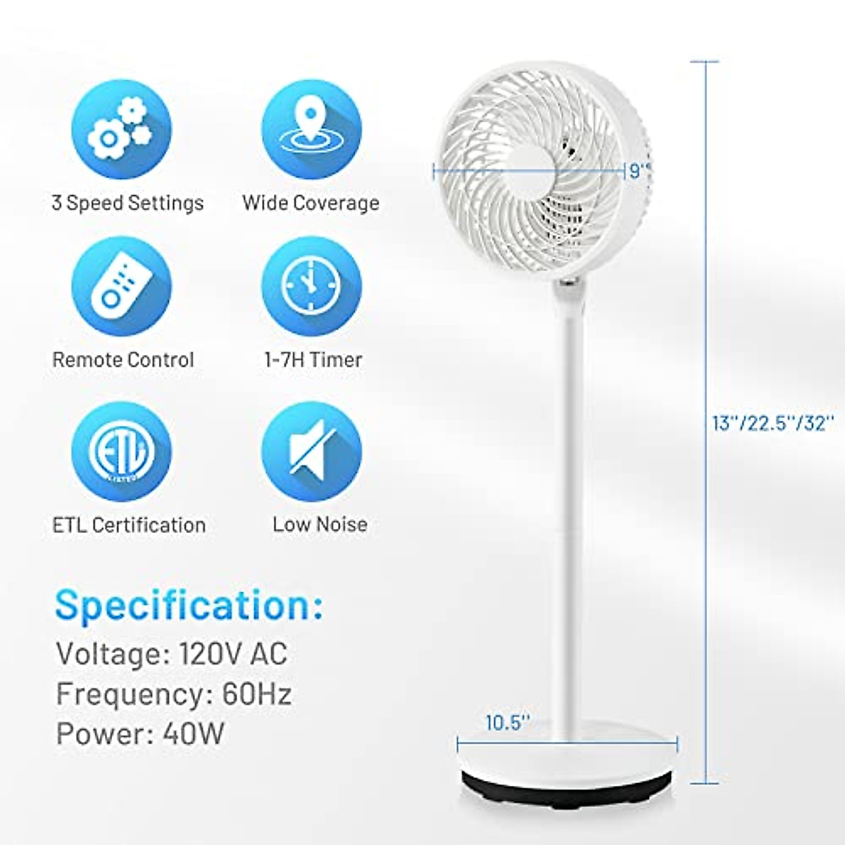 Tangkula Oscillating Pedestal Fan with Remote Control, 3 Heights Standing Fan, Portable Floor Fan with 3 Wind Speeds, 1-7 H Timer, Quiet Stand Fan with 85° Oscillation & 100° Tilt for Home Office