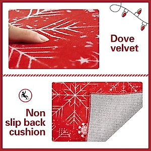 Carvapet Christmas Rug - Charming Christmas Tree, Playful Elk and Delicate Snowflake Patterns, Non-Slip, Machine Washable Mat for Living Rooms, Hallways and Bedrooms（Snowflake Red,2x3）