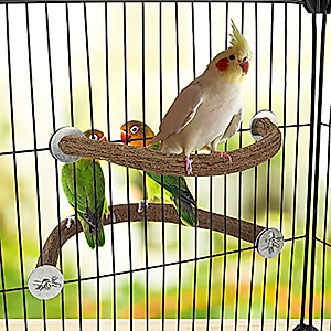 RYPET Parrot Bird Natural Wood Stand Perch Swing, U Shape
