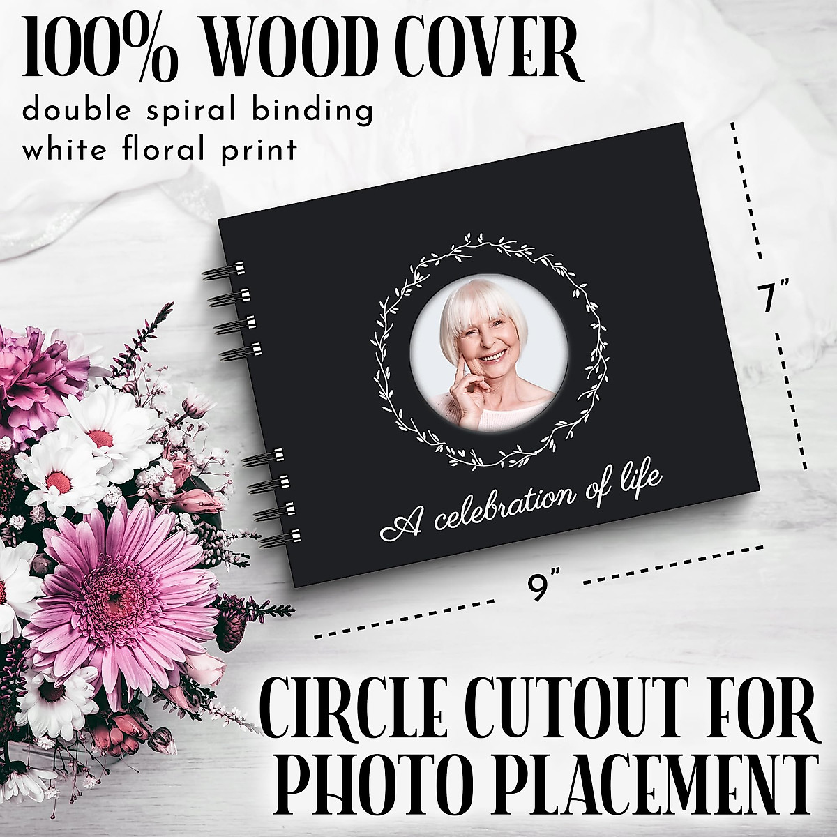 Generic Funeral Guest Book, Celebration of Life Decorations, Celebration of Life Guest Book, Guest Book for Funeral, Funeral Guest Book for Memorial Service with Table Card, Pen & Stand, Wood Book