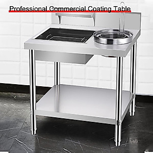Fried Chicken Breading Table, Stainless Steel Breading Table, Commercial Food Kitchen Table with Containers and Baskets, for Fried Food, Chicken Thighs, Chicken Nuggets