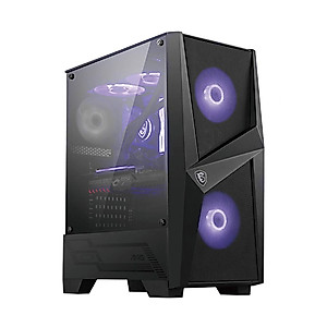 MSI MAG Forge 100M Mid Tower Gaming Computer Case Black, 2X 120 mm RGB PWM Fan, 1x 120 mm Fan, 1-6 RGB Hub, Tempered Glass Panel, ATX, mATX, Mini-ITX - 306-7G03M11-809