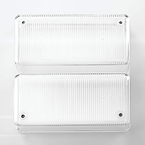 InterDesign Linus Twin Kitchen Drawer Organizer for Silverware, Spatulas, Gadgets - 8" x 8" x 3", Clear
