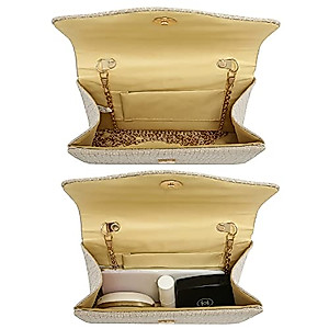 Dasein Chain Clutch Purse Glittering Evening Bag Party Cocktail Prom Handbags for Women (Gold)